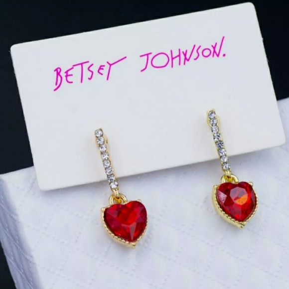 Jewelry | Dainty Red Crystal Heart Earrings | Poshmark